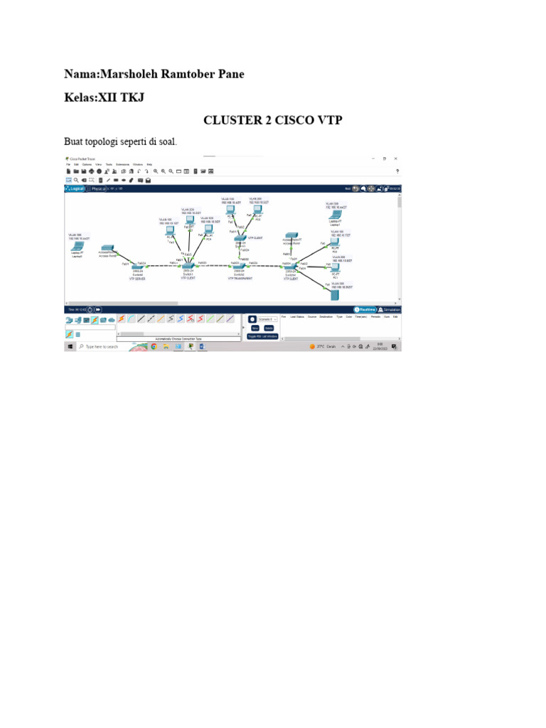 Laporan CLUSTER 2 - MARSHOLEH RAMTOBER PANE - XII TKJ | PDF | Network Switch | Computer Engineering