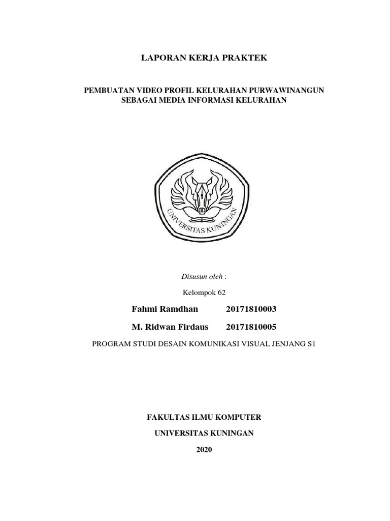 Laporan Pembuatan Video Profil Kelurahan Purwawinangun | PDF