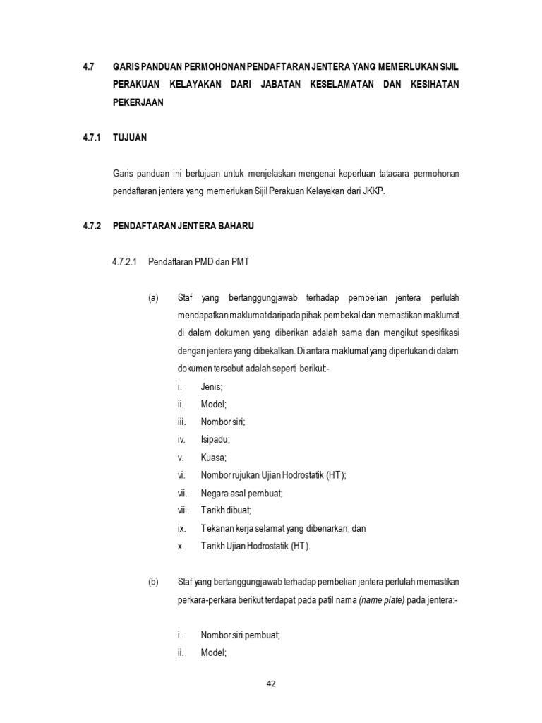 Garis Panduan Permohonan Pendaftaran Jentera Yang Memerlukan Sijil ... Garis Panduan Permohonan Pendaftaran Jentera Yang Memerlukan Sijil ...