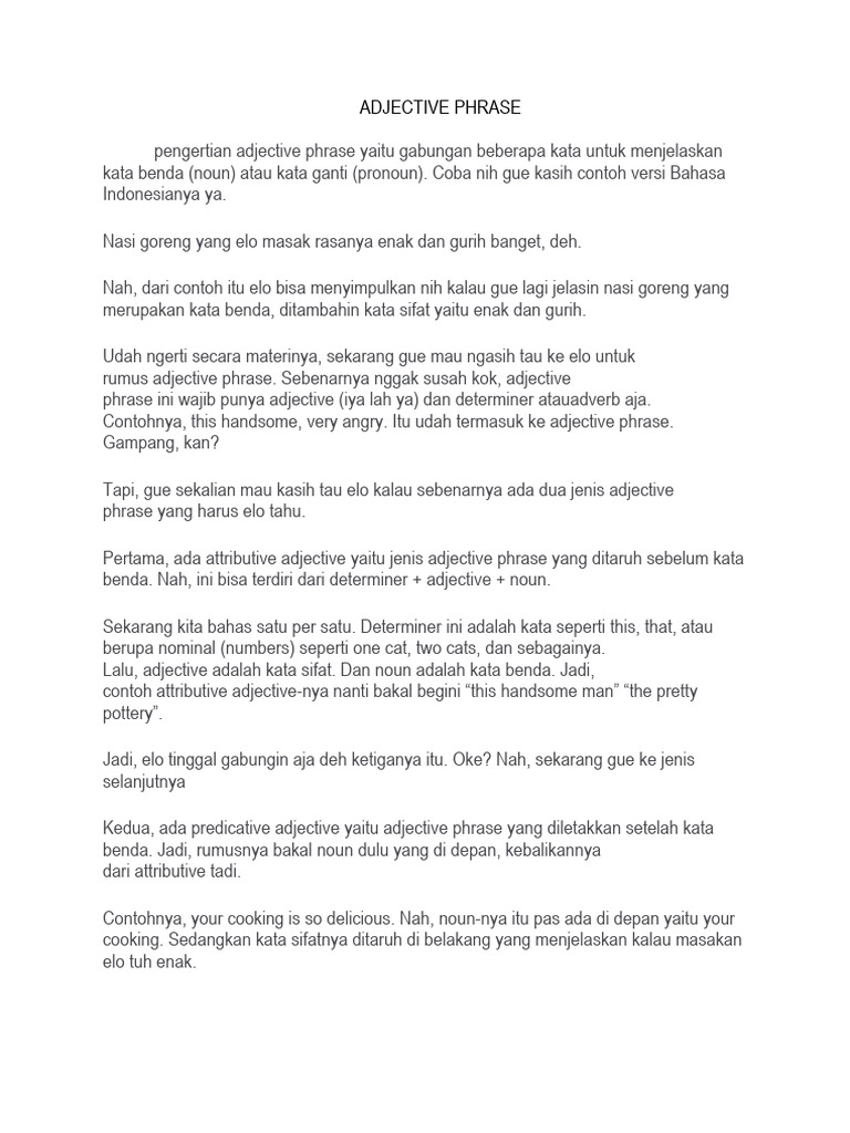 Adjective Phrase | PDF