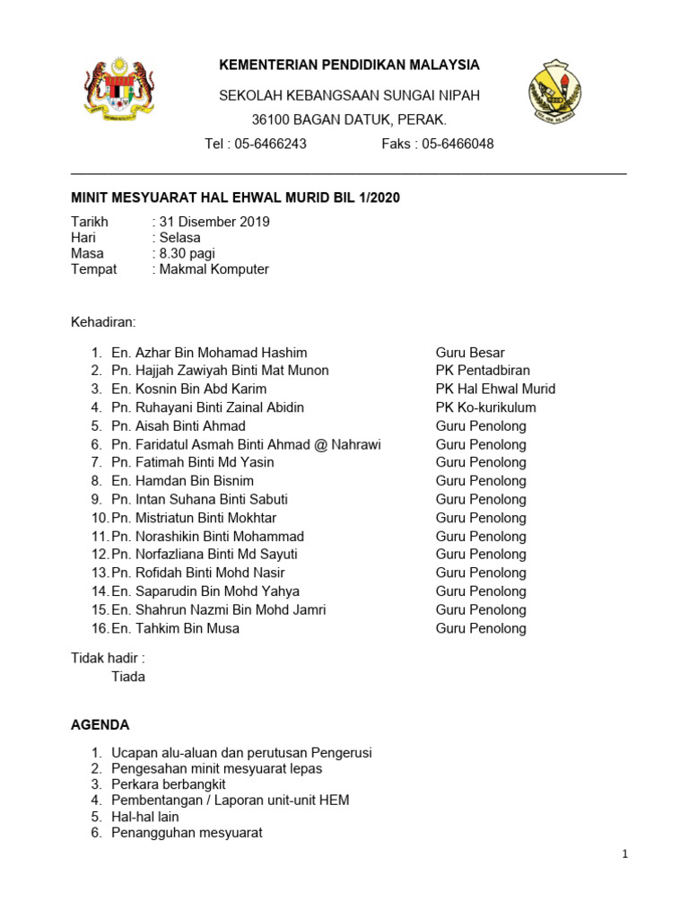 Minit Hem 1 2020 | PDF