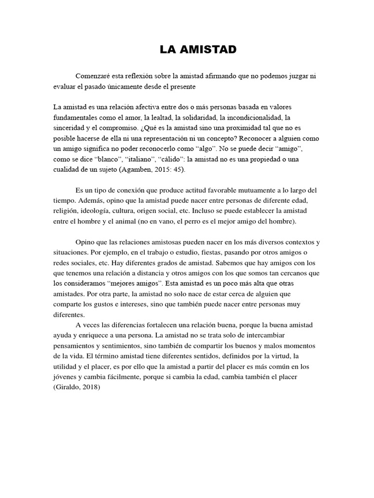 LA AMISTAD F | PDF | Amistad | Virtud