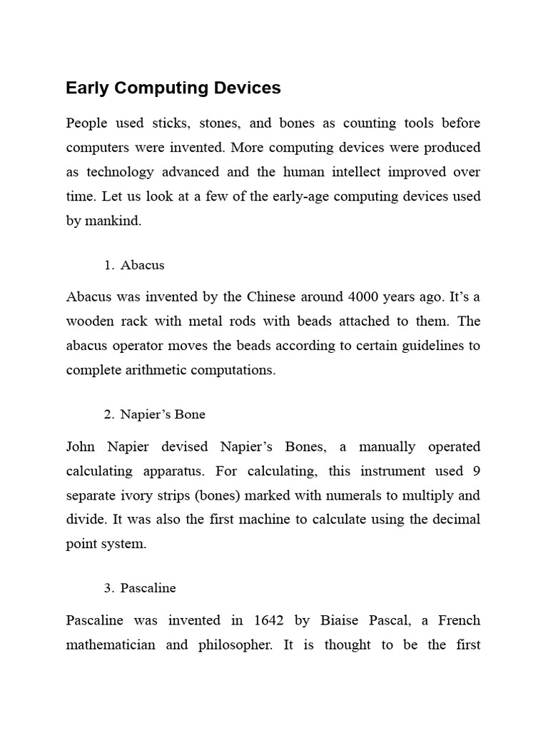 cH1.1 Early Computing Devices HISTORY | PDF | Operating System ...
