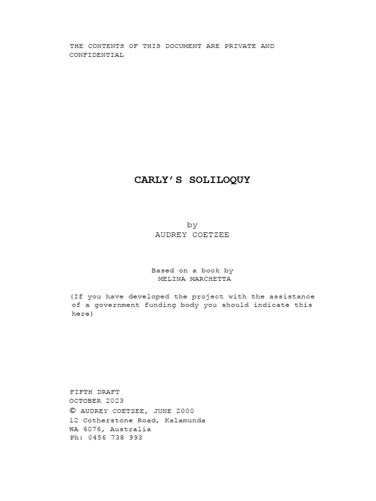 Carly Dramatic Monologue | PDF