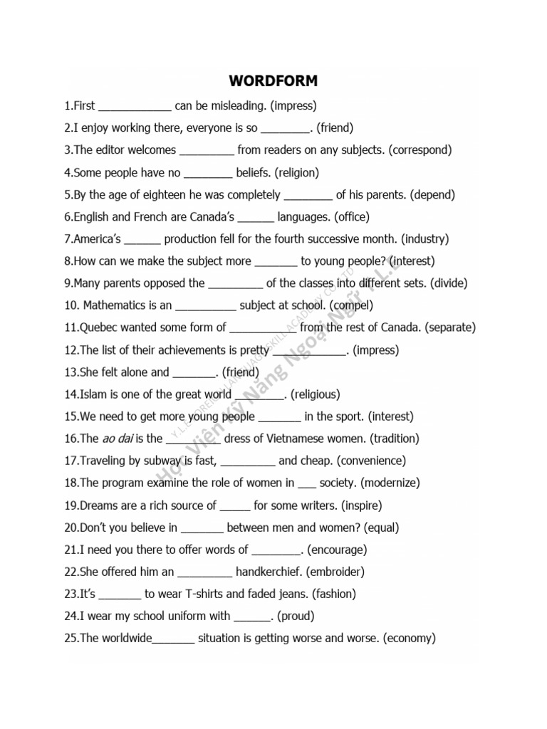 Wordform Unit 1-4 | PDF