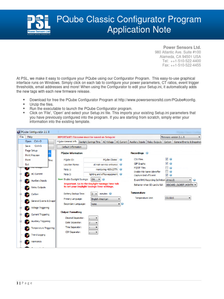 PQube Classic Configurator App Note | PDF | Application Software | Computing