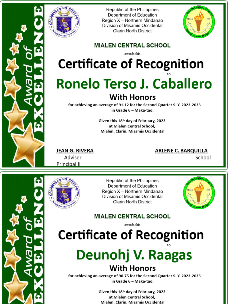 Cert of Recognition | PDF | Philippines