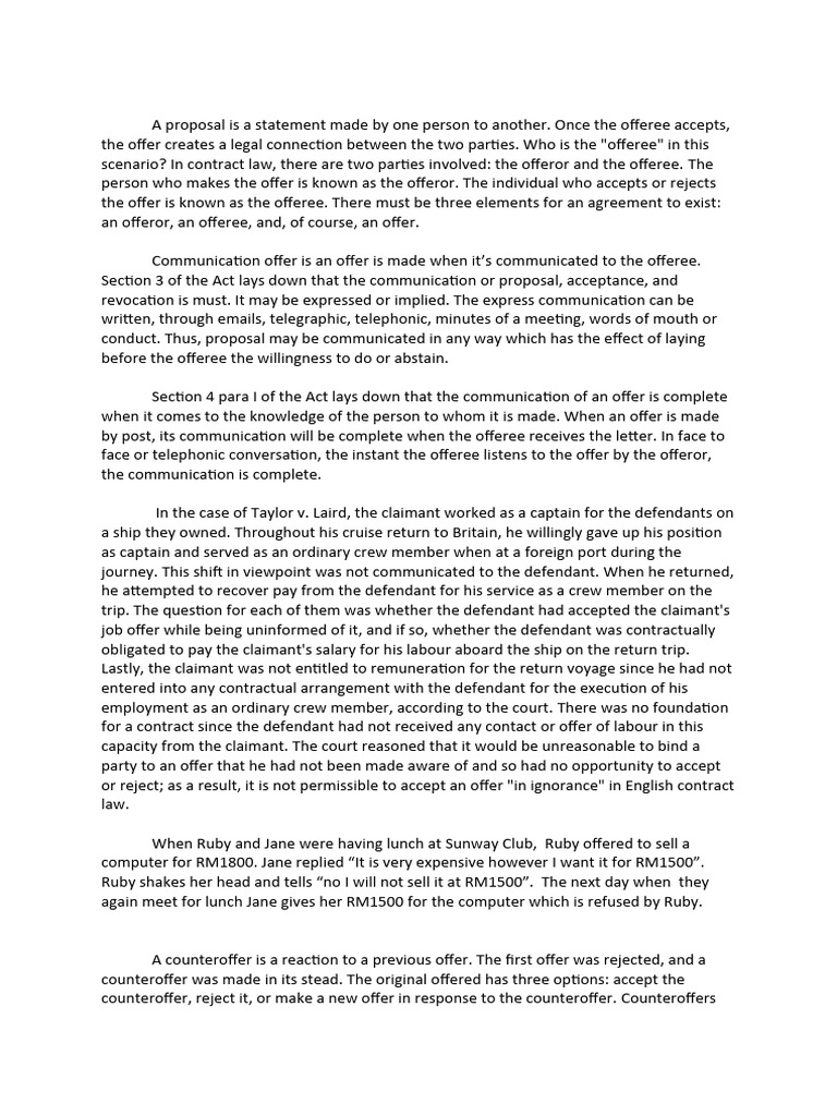 Law Case Study cww5 | PDF | Offer And Acceptance | Civil Law (Legal System)