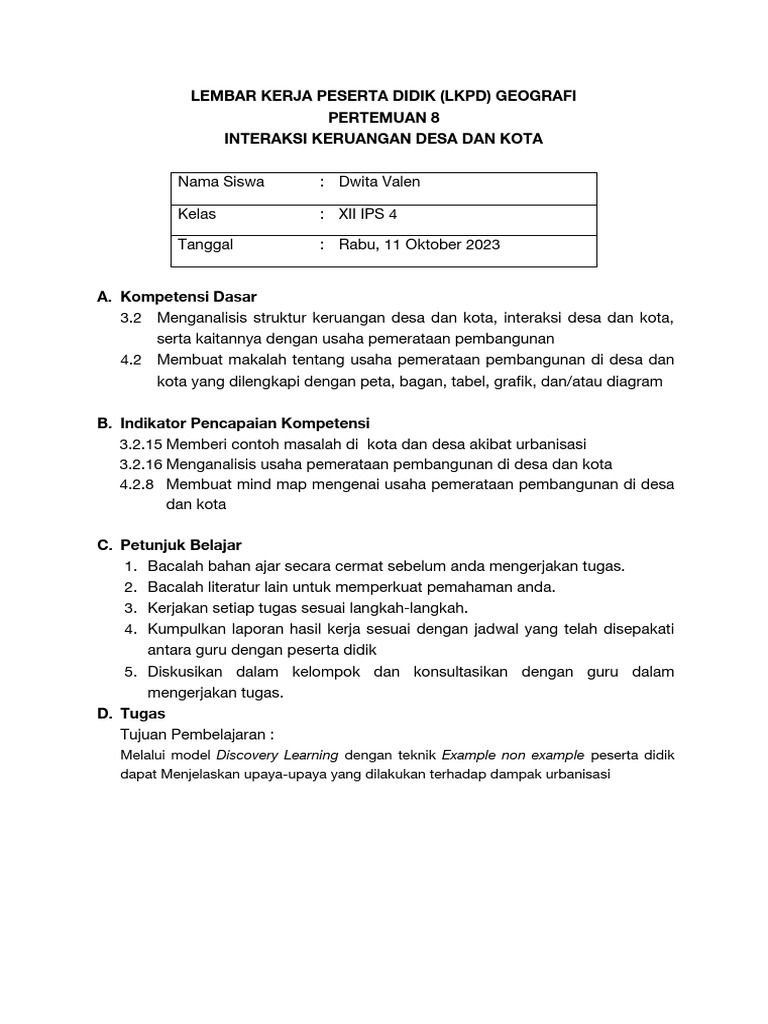 LKPD 8 | PDF