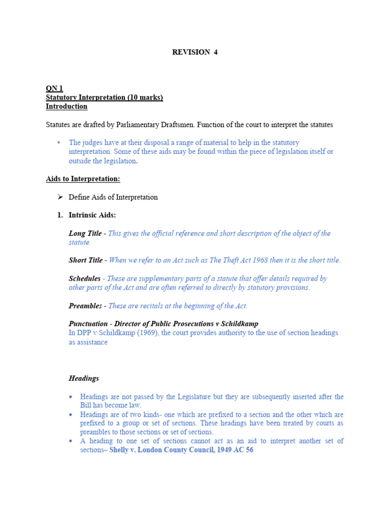 Aids to Statutory Interpretation Guide | PDF | Statutory Interpretation ...