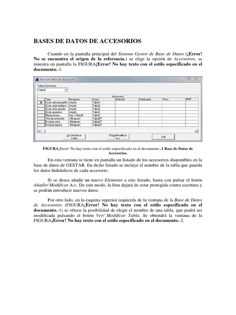 Bases de Datos de Accesorios | PDF