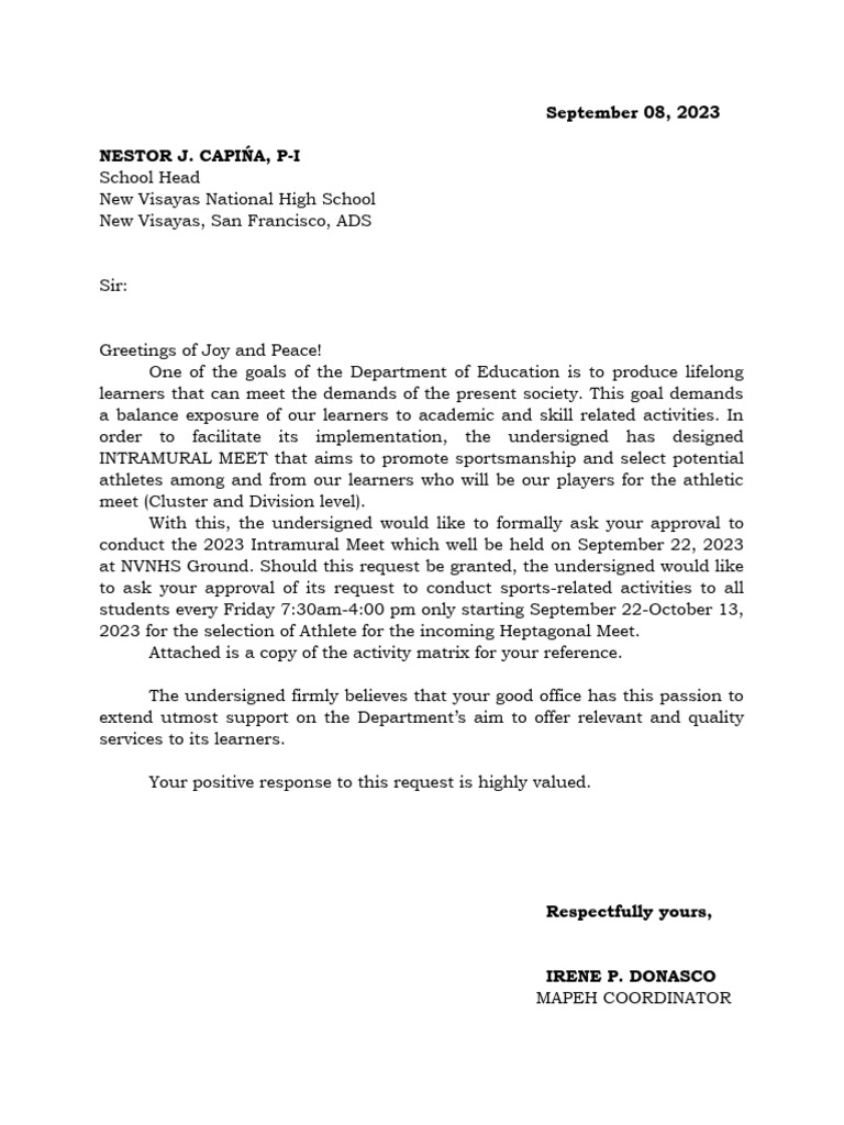 2023 Intramural Meet Proposal | PDF | Sports