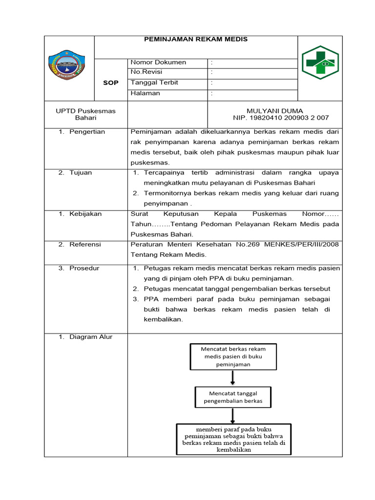 Sop Peminjaman Rekam Medis | PDF