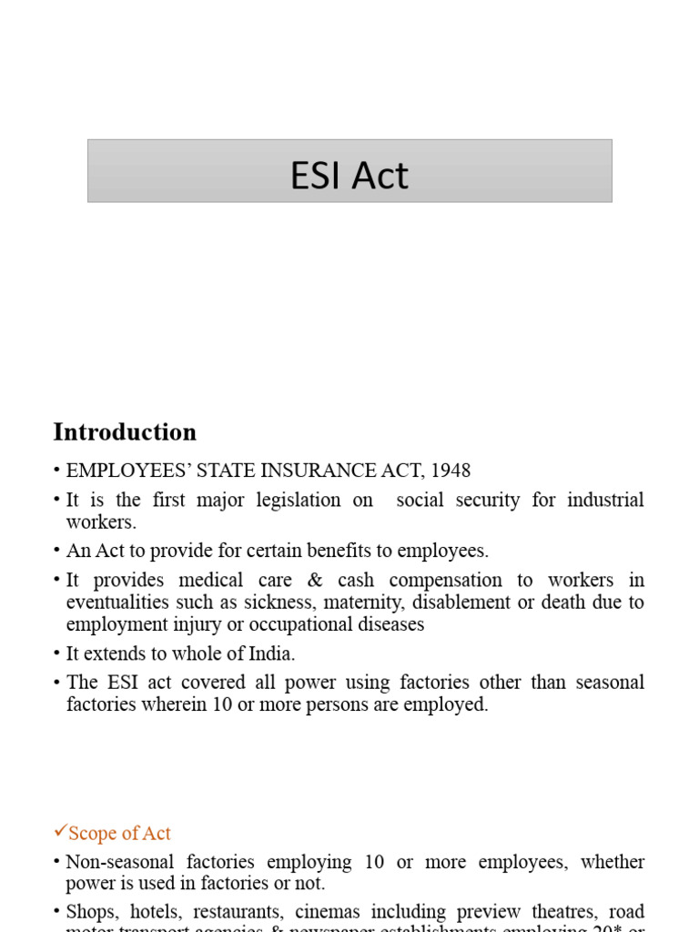 Esi Act | PDF