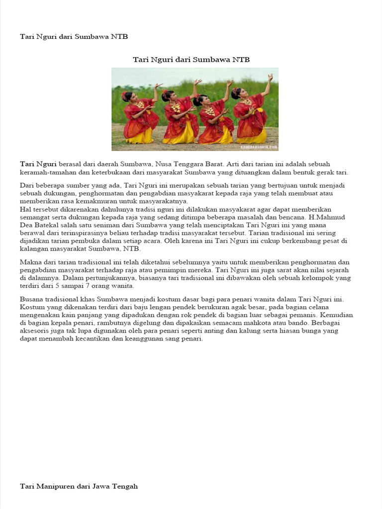 Tari Nguri: Tradisi Sumbawa NTB | PDF