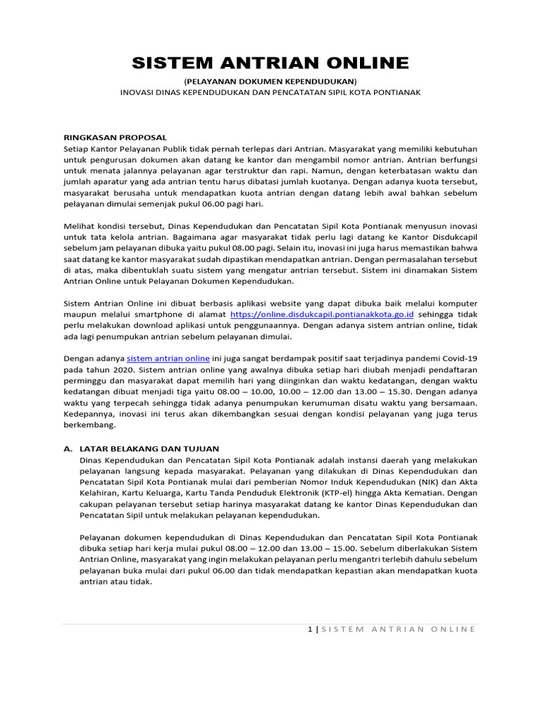 Sistem Antrian Online Pontianak | PDF