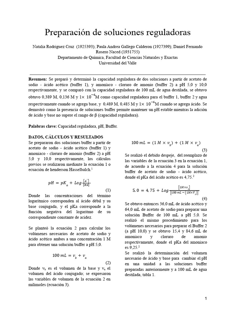 Soluciones reguladoras | PDF | Solución tampón | Constante de ...