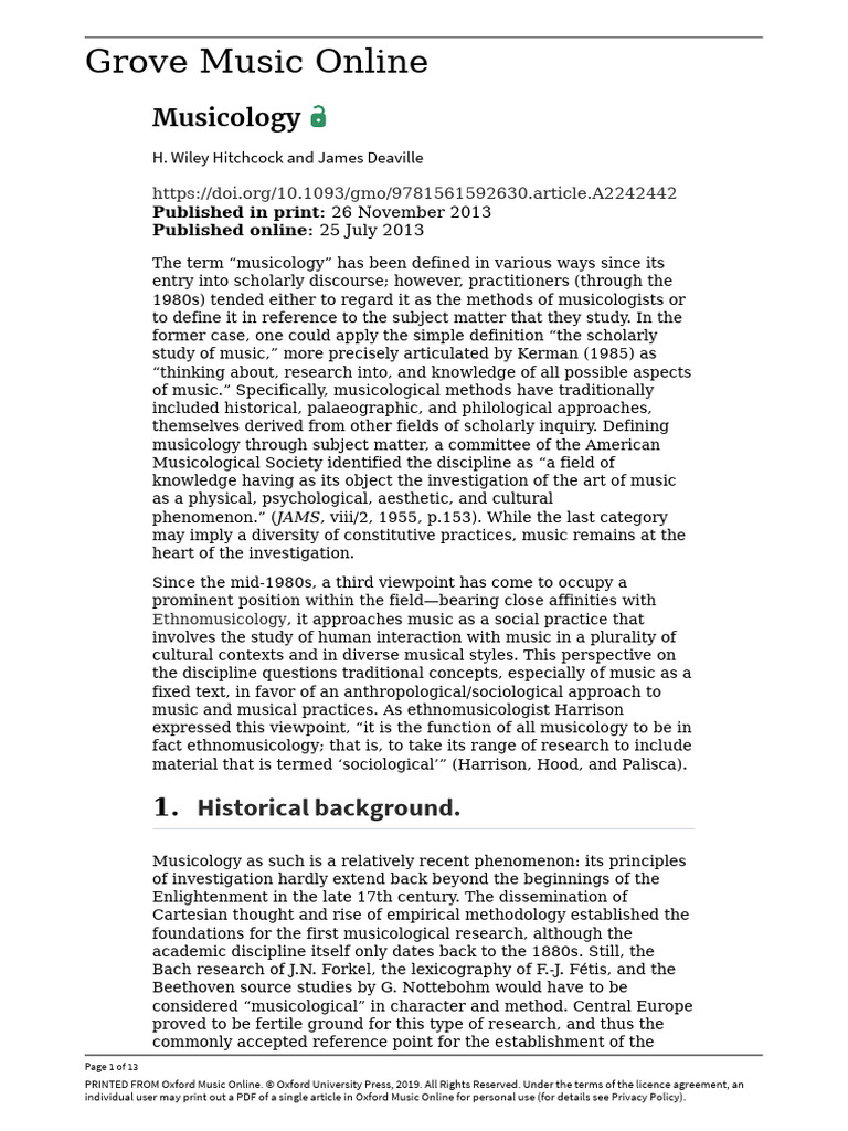 Evolution of Musicology: A Historical Overview | PDF