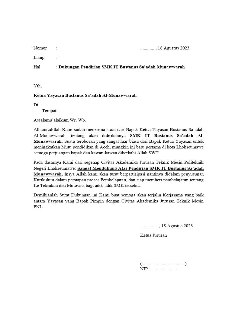 Contoh Rekom Teknik Mesin | PDF