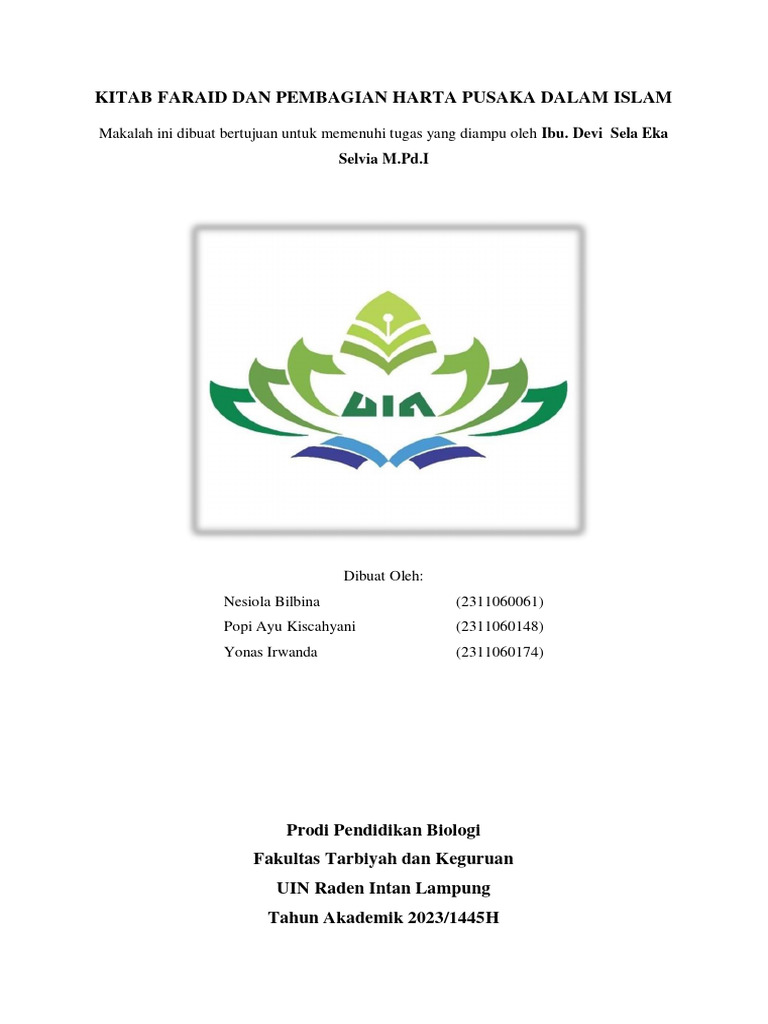 Kitab Faraid Dan Pembagian Harta Pusaka Dalam Islam | PDF | Filsafat