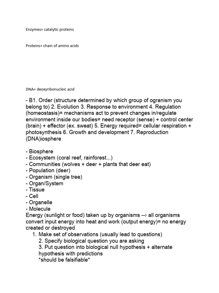 Bio Notes | PDF | Experiment | Organisms