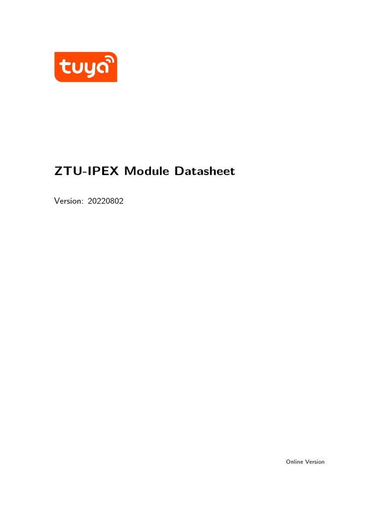 ZTU-IPEX Module Datasheet - Tuya IoT Development Platform - Tuya IoT Development Platform | PDF ...