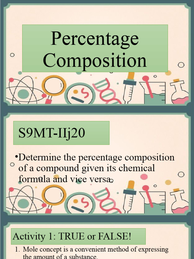 Percentage Composition | PDF | Mole (Unit) | Physical Chemistry