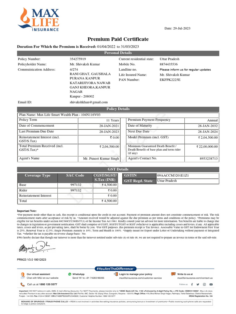Consolidated Receipt | PDF