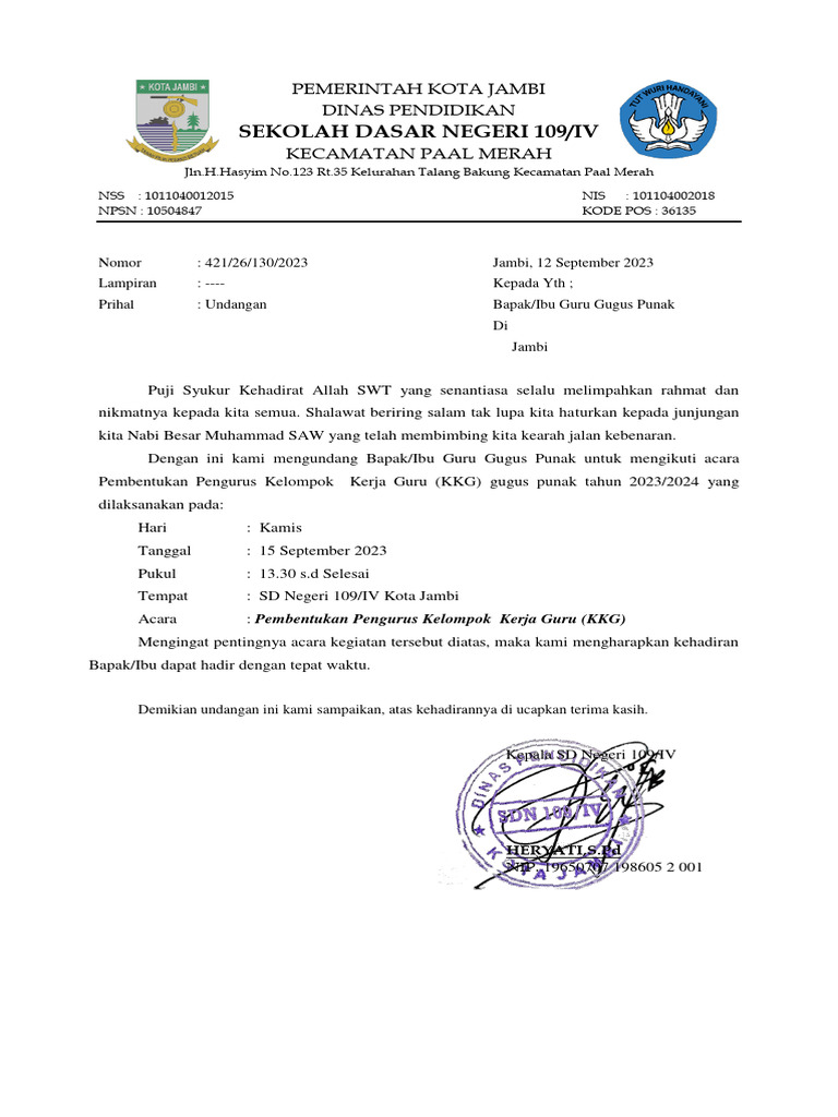 Undangan Kkg Guru | PDF