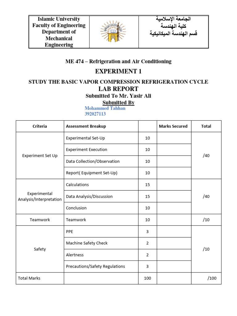 HVAC - Lab 1 - Mohammed Tahhan | PDF | Science & Mathematics