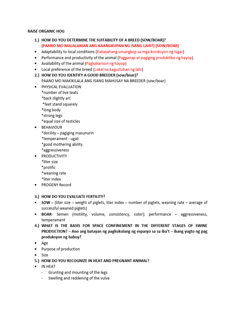 RAISE ORGANIC HOG Reviewer | PDF | Pig | Wild Boar