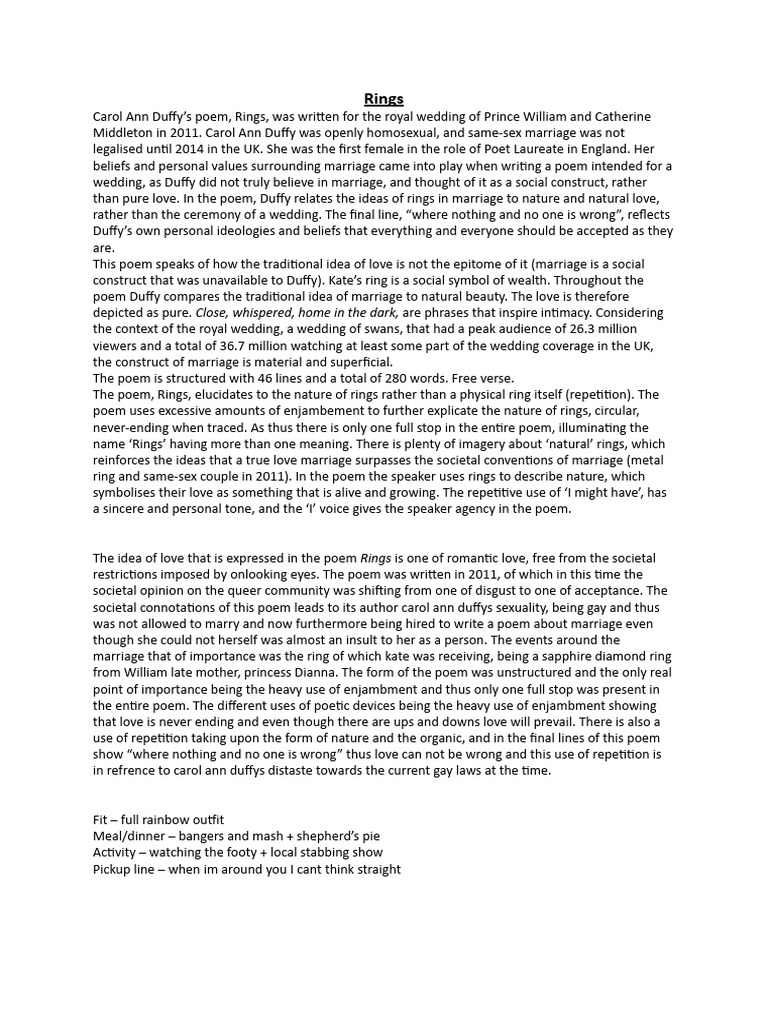 Rings | PDF | Poetry | Marriage