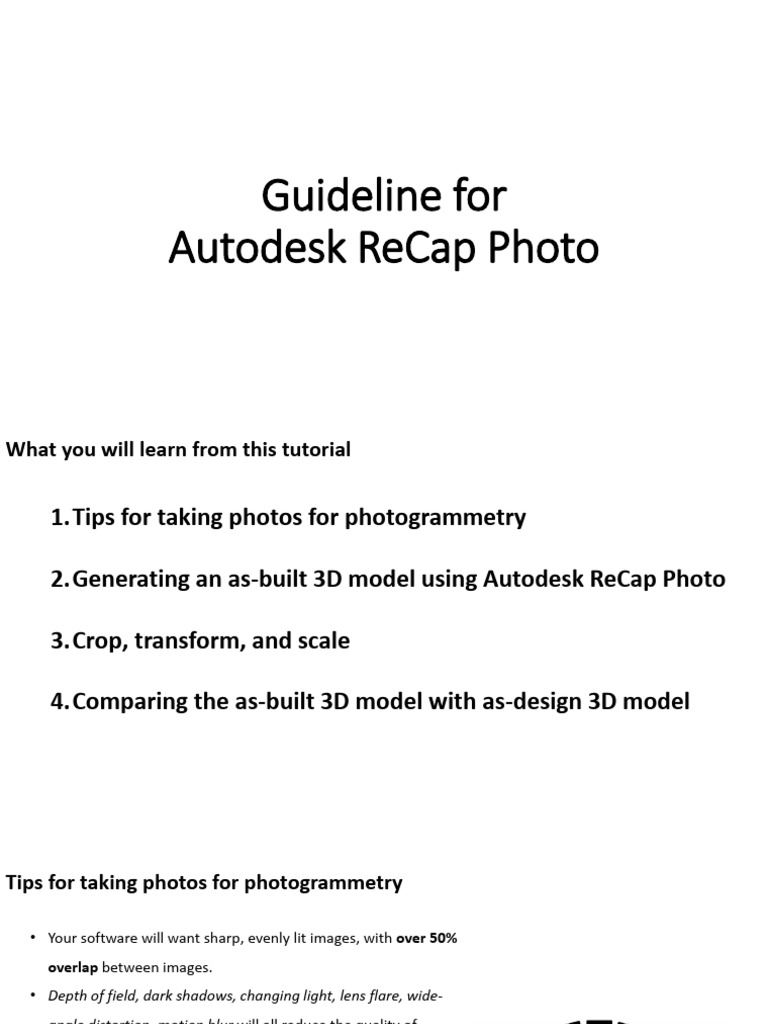 7.1. Guideline for Autodesk Recap Photo | PDF 7.1. Guideline for Autodesk Recap Photo | PDF