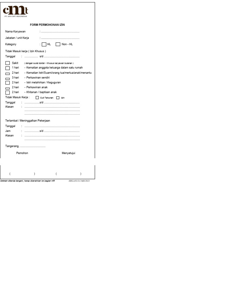 Formulir Permohonan Izin | PDF