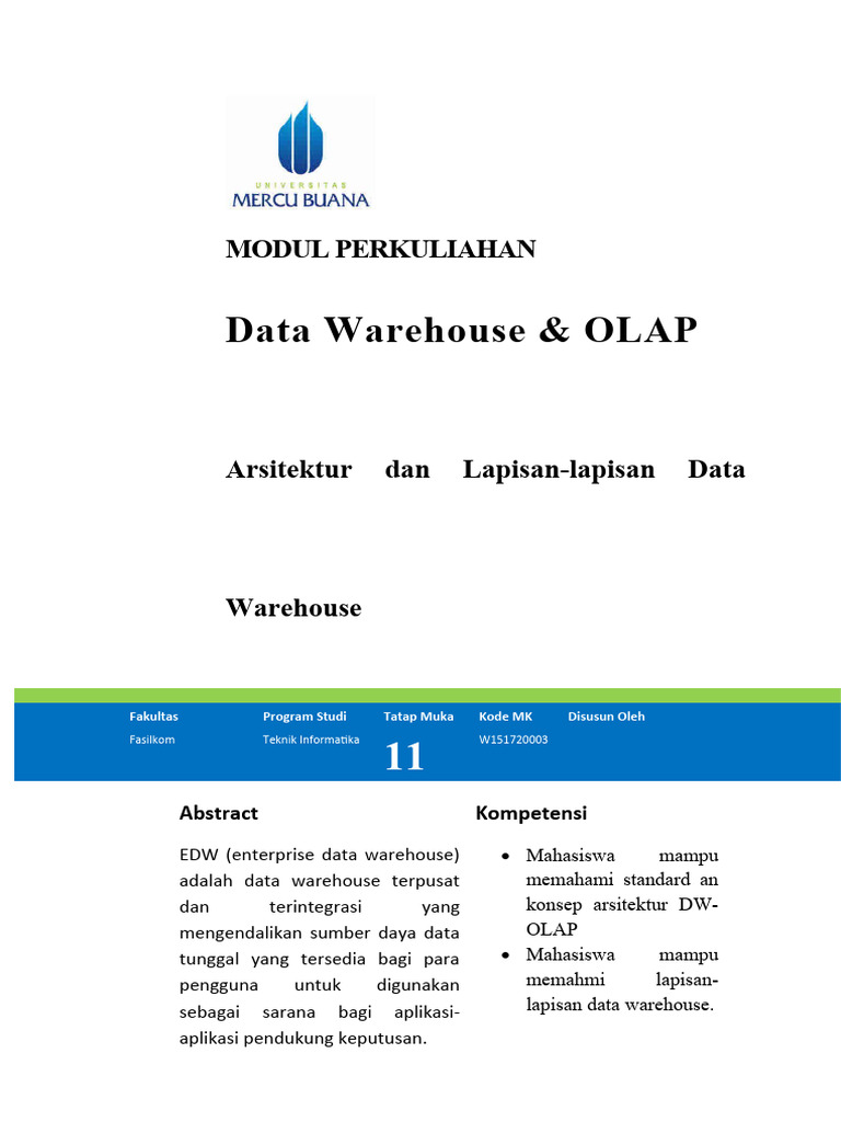 Modul Data Warehouse Olap (P11) | PDF