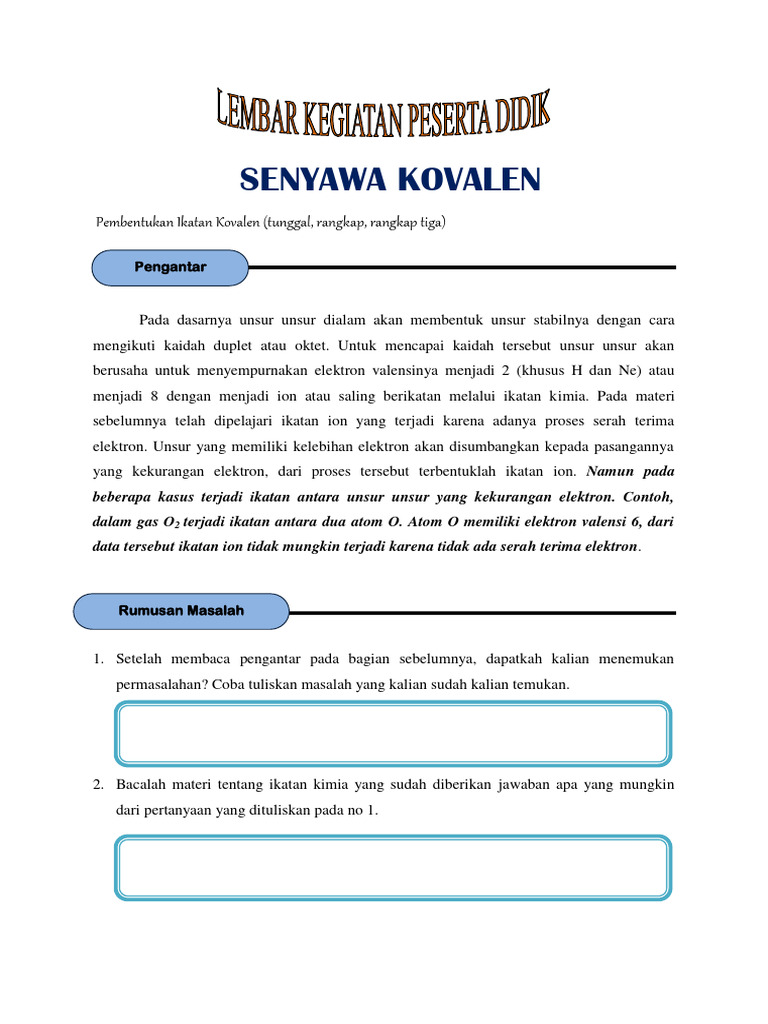 Ikatan Kovalen: Definisi dan Contoh | PDF