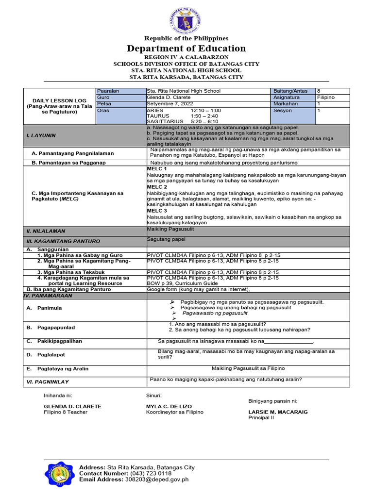 DLP Fil8 Q1 W3 | PDF