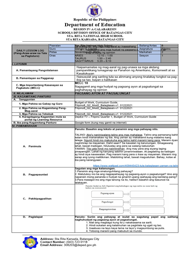DLP Fil8 Q2 W3 | PDF