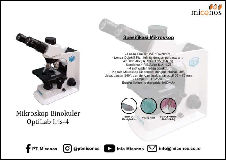 Mikroskop Binokuler Optilab Iris-4 | PDF