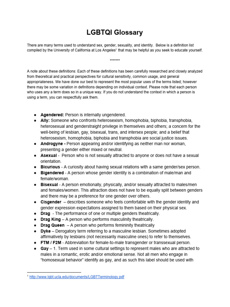 LGBTI Glossary | PDF | LGBTQIA+ Studies | Lgbt