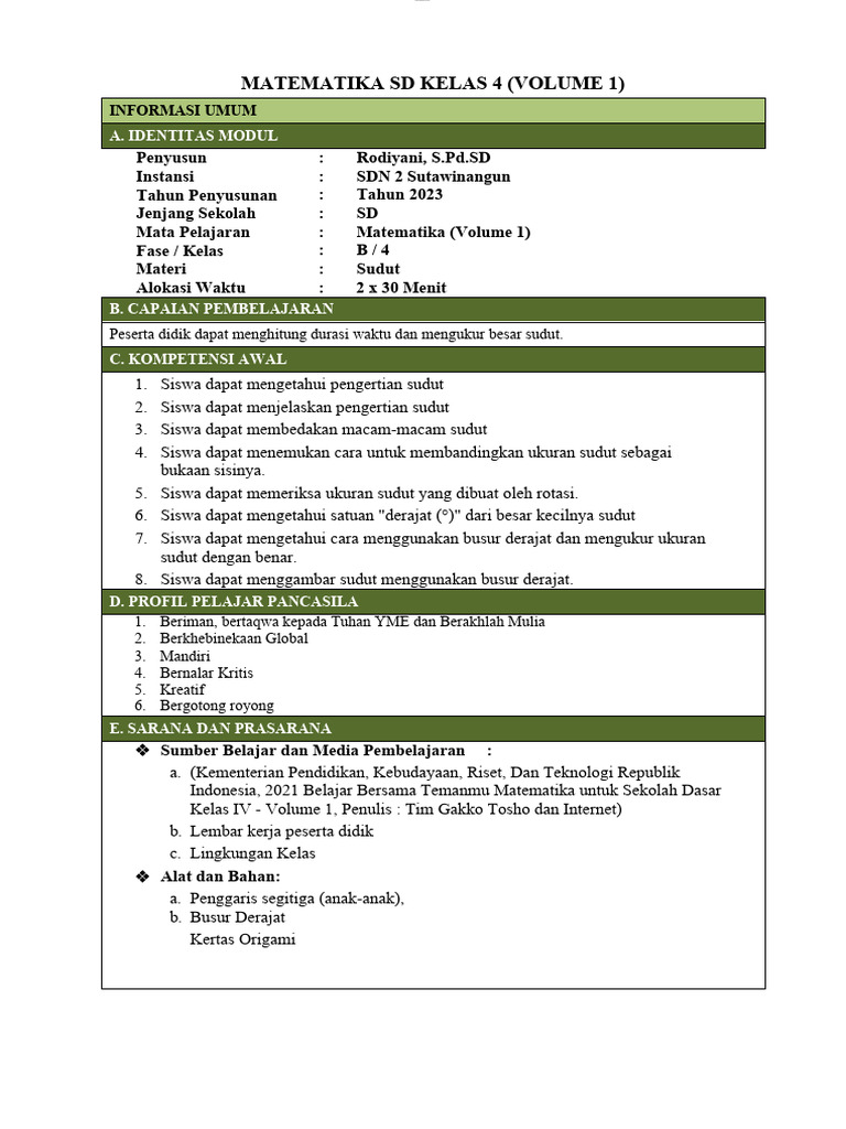 Modul Ajar Kelas Iv Pdf