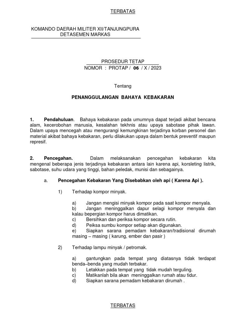 Protap Bahaya Kebakaran | PDF