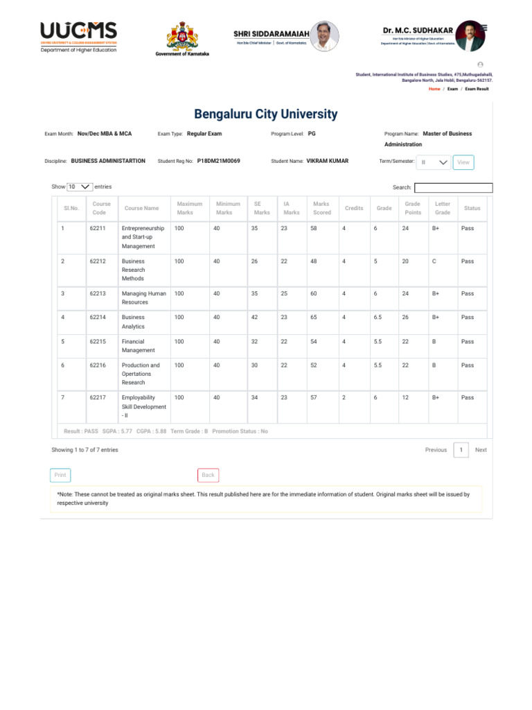 MBA 2nd Semester Results Vikram Kumar | PDF | Master Of Business ...