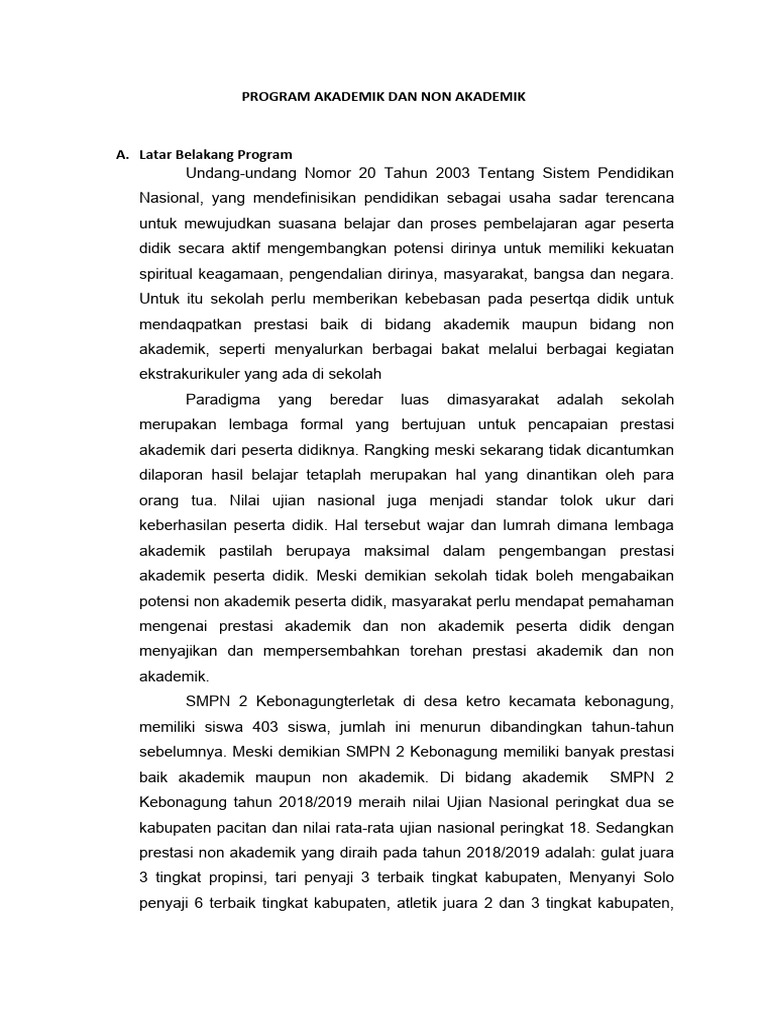 Program Akademik Dan Non Akademik | PDF