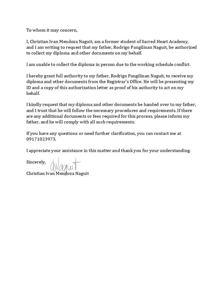 Authorization Letter 2 | PDF