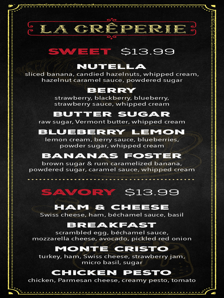 Crepes Menu | PDF