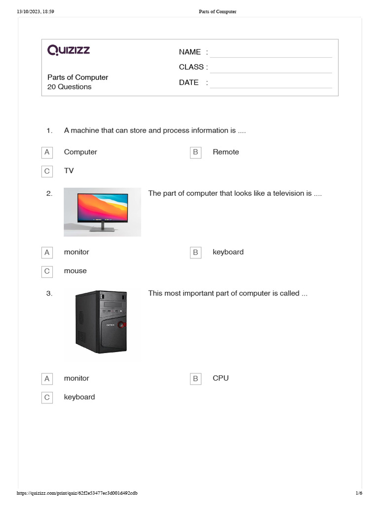 Parts of Computer | PDF | Laptop | Computer Keyboard