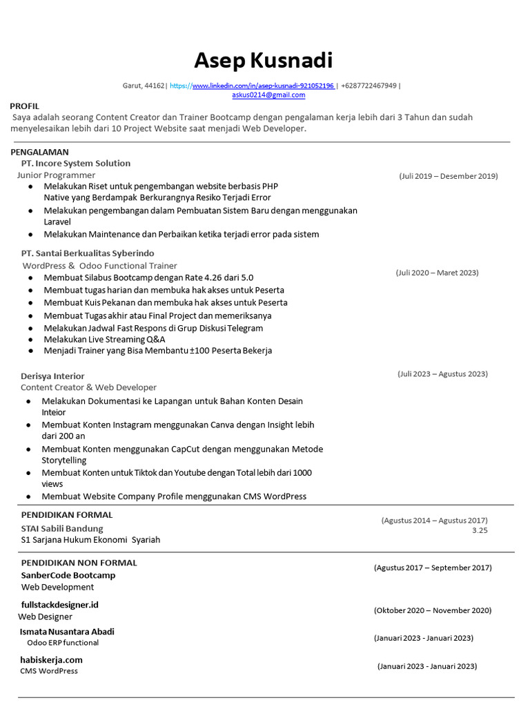 CV Asep Kusnadi - Wohap Meubel | PDF