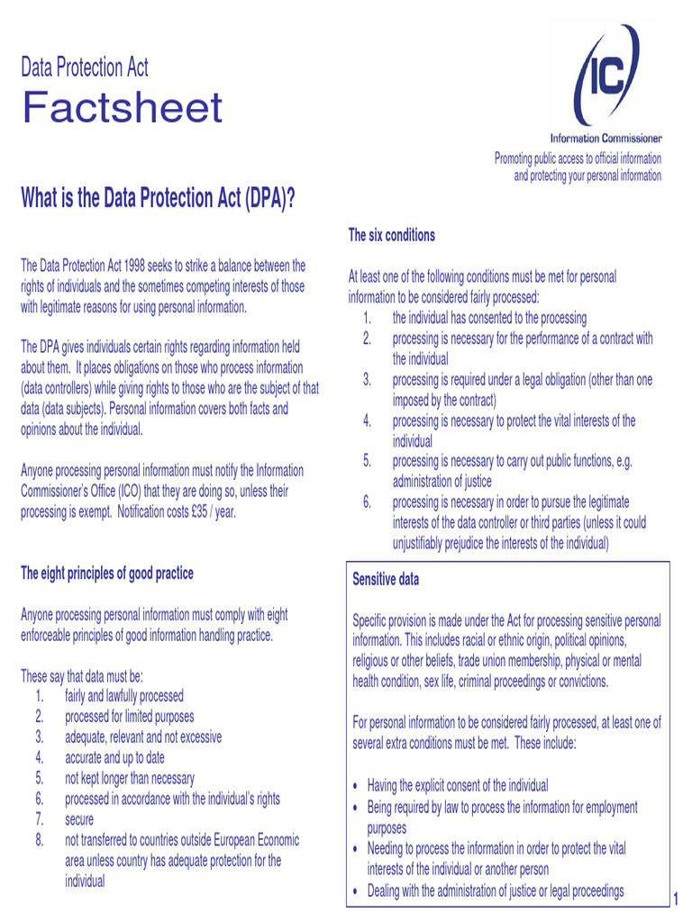 Data Protection Fact Sheet | PDF | Government | Justice