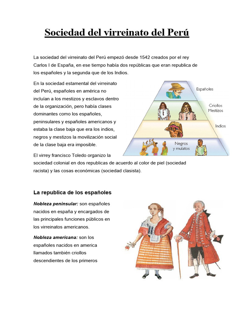 Sociedad Del Virreinato Del Perú | PDF